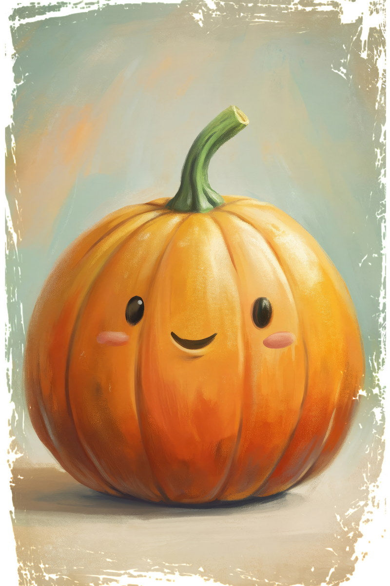 Poster - Cute Pumpkin Poster Trendy Fall Print For Kids Room Adorable ...