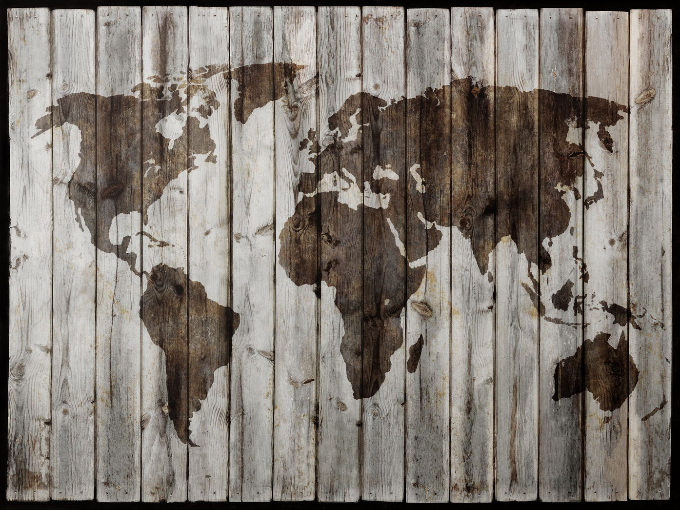 Poster - World Map Art Poster Rustic Wooden Style Wall Decor Vintage ...