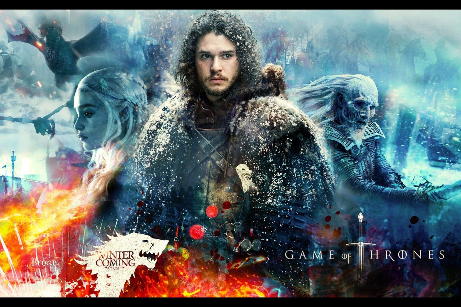 Poster - Game Of Thrones Jon Snow Tv Series Poster Fantasy Drama Wall ...