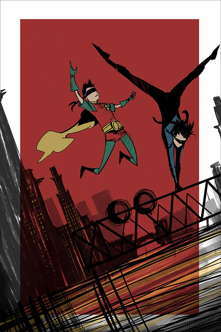 Poster - Nightwing Bats And Buildings Comic Book Poster Wall Art Print ...