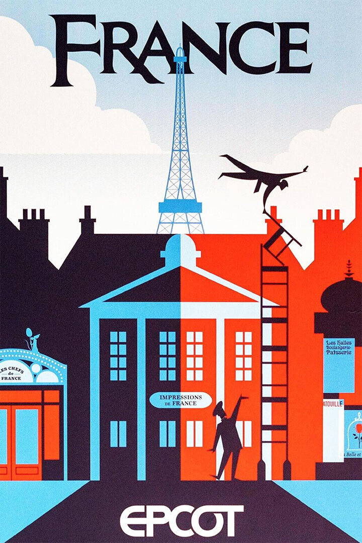 Poster - Epcot Center Attraction France Vintage Style Poster Wall Art ...