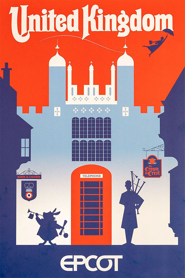 Poster - Epcot Center Attraction United Kingdom Vintage Style Poster ...