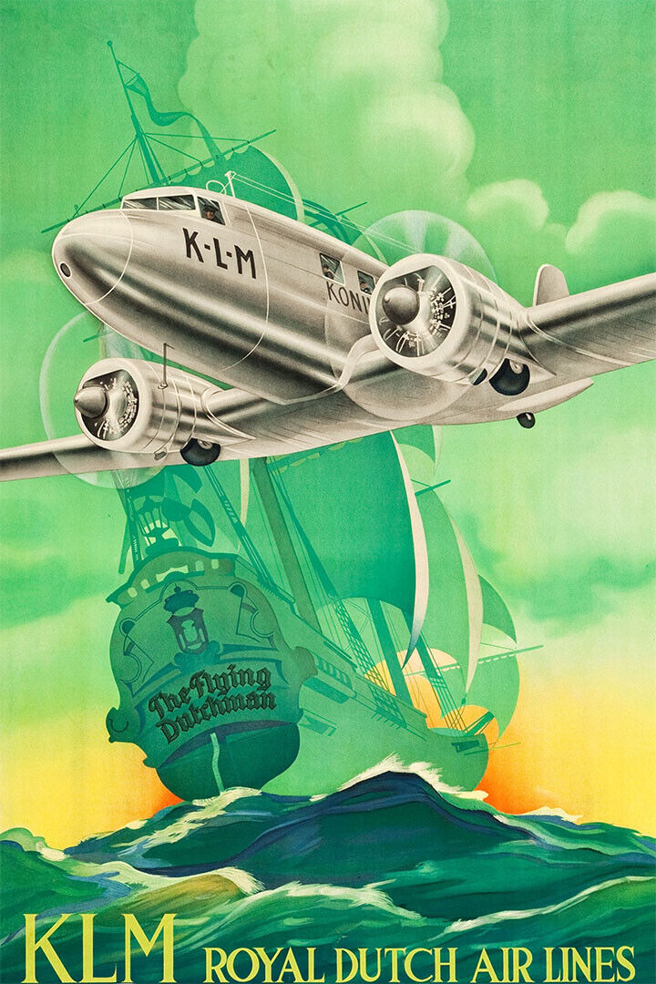 Poster - Klm Airline Flying Dutchman 1936 Vintage Airline Travel Poster ...