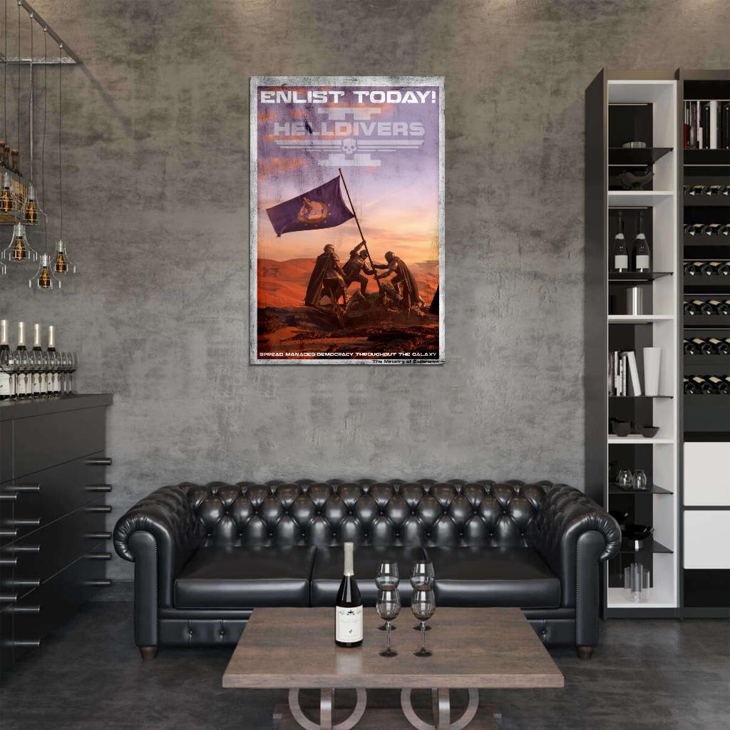 Helldivers 2 Game Enlist Today War Propaganda Vintage Retro Art Room ...